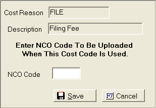 NCO Cost Translation Table