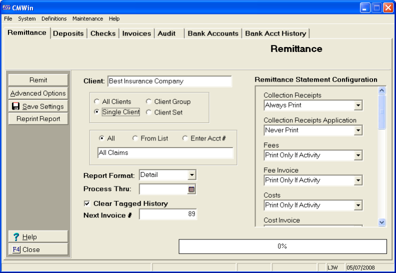 Remittance for Commercial Accounting